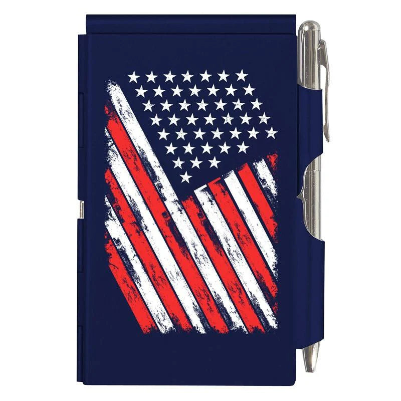 Flip Notepad with cover and pen - American flag– Plunkett's Hallmark